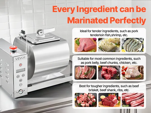 VEVOR Meat Tumbler Marinator, 10L Vacuum Tumbler Marinating Machine ...