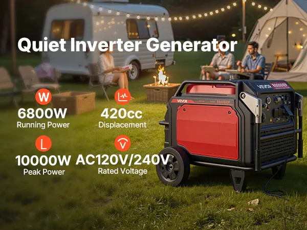 VEVOR Inverter Generator, 10000W Peak Watt Quiet Inverter Generator ...