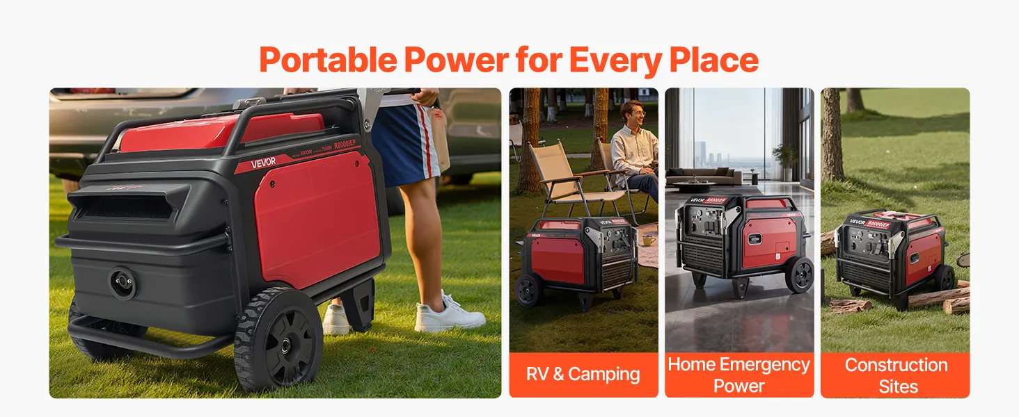 VEVOR Inverter Generator, 10000W Peak Watt Quiet Inverter Generator ...