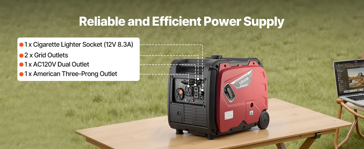 VEVOR Inverter Generator, 4200W Peak Watt Quiet Inverter Generator ...