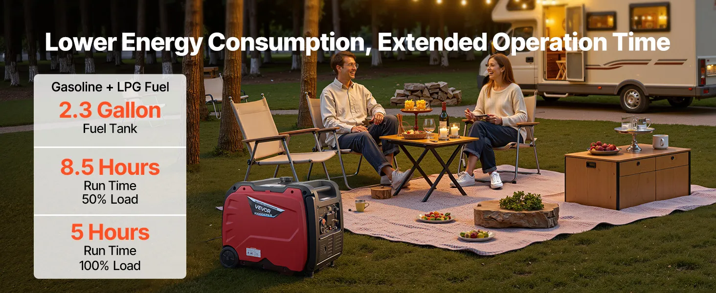 VEVOR Dual Fuel Inverter Generator – 4200W Peak, RV Ready