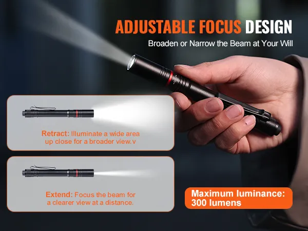 VEVOR 5.9 Inch Rechargeable Penlight, 300 lumens 3 Lighting Modes ...