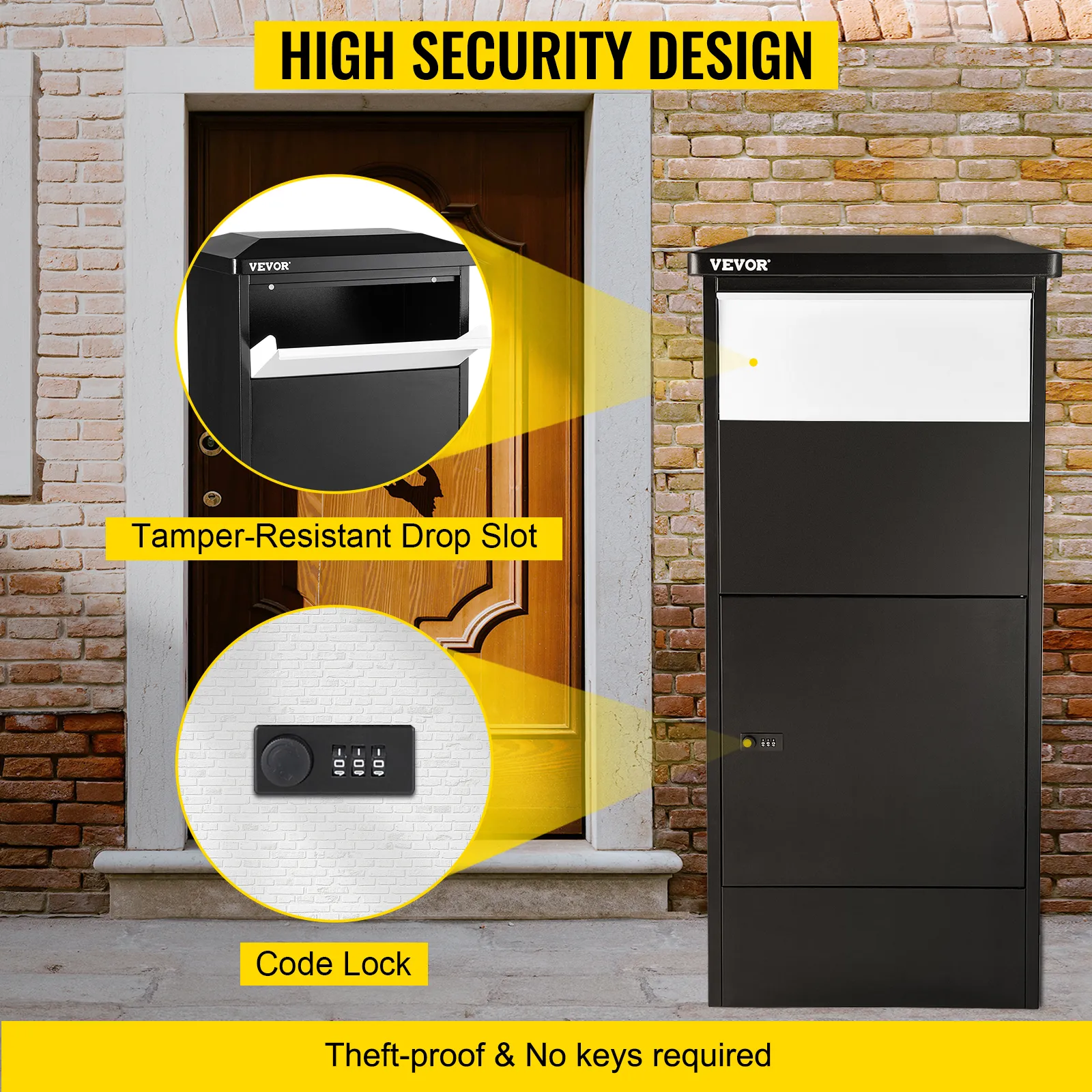 VEVOR Package Delivery Drop Box Parcel Mailbox 18.9''x12''x44'' Porch ...