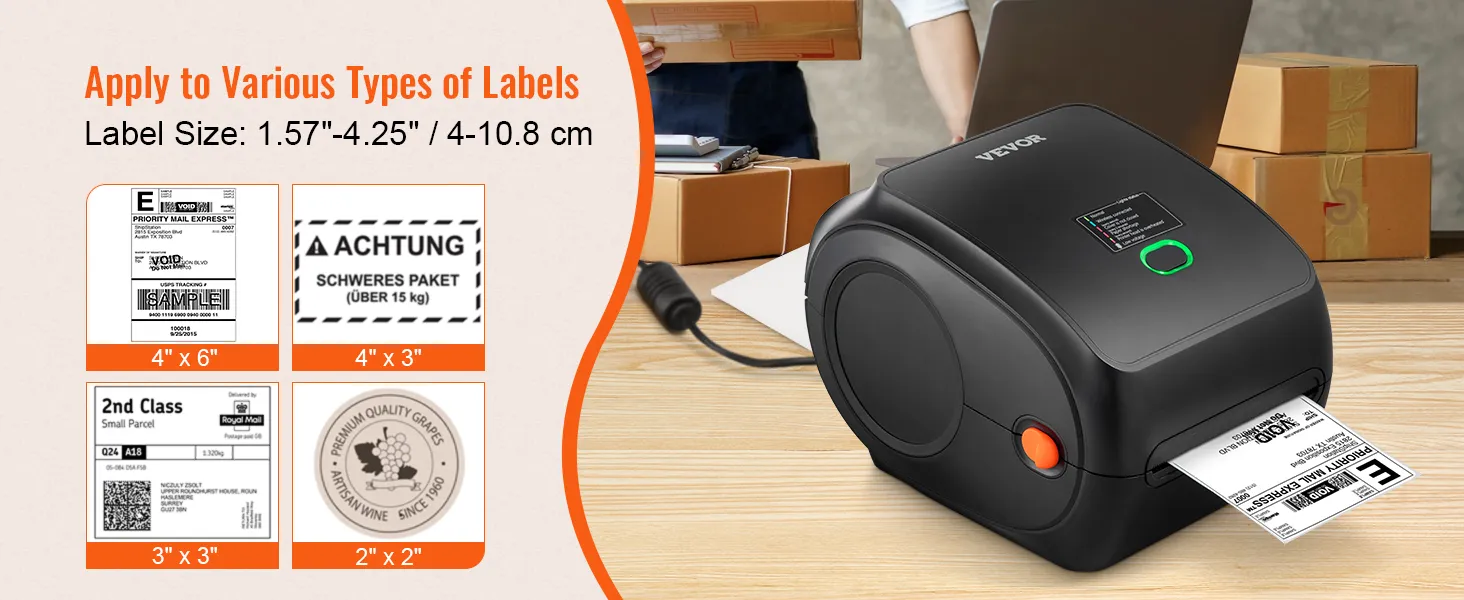 VEVOR Direct Bluetooth Thermal Label Printer HD(300DPI), All in One BT ...