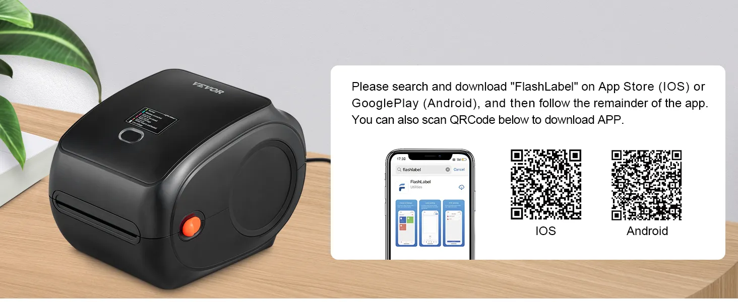VEVOR Direct Bluetooth Thermal Label Printer HD(300DPI), All in One BT ...