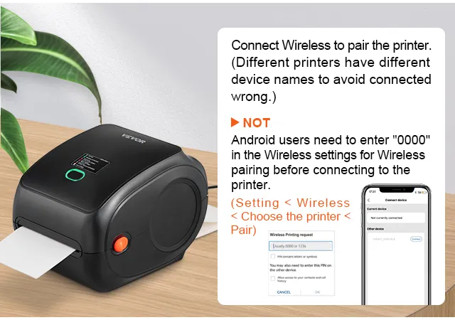 VEVOR Direct Bluetooth Thermal Label Printer HD(300DPI), All in One BT ...