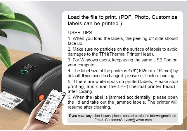 VEVOR Direct Bluetooth Thermal Label Printer HD(300DPI), All in One BT ...