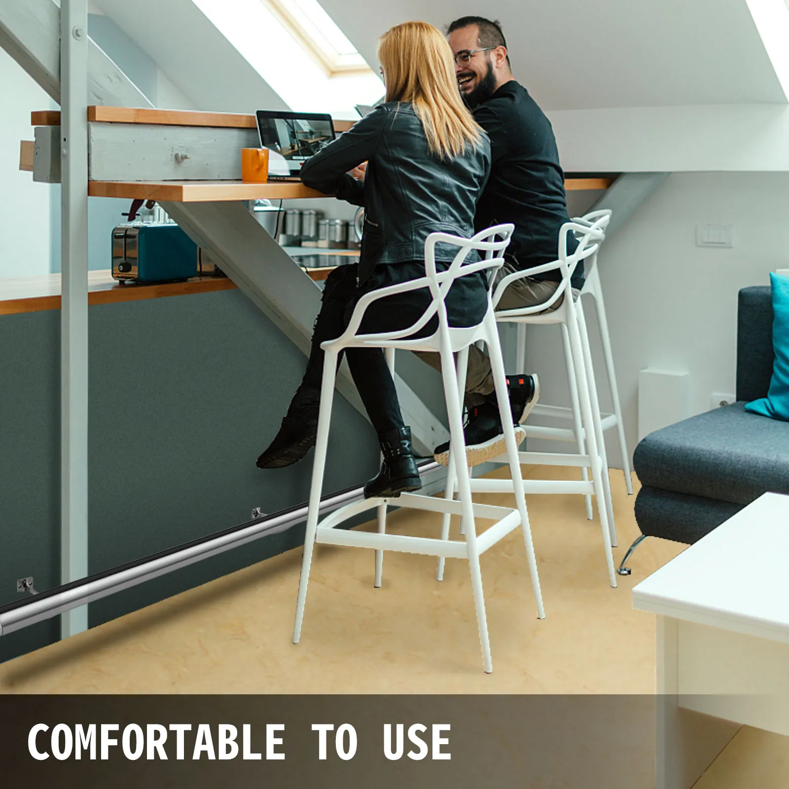 VEVOR 2''OD Bar Foot Rail Kit 5FT Length Solid Bar Mount Foot Rail Kit ...