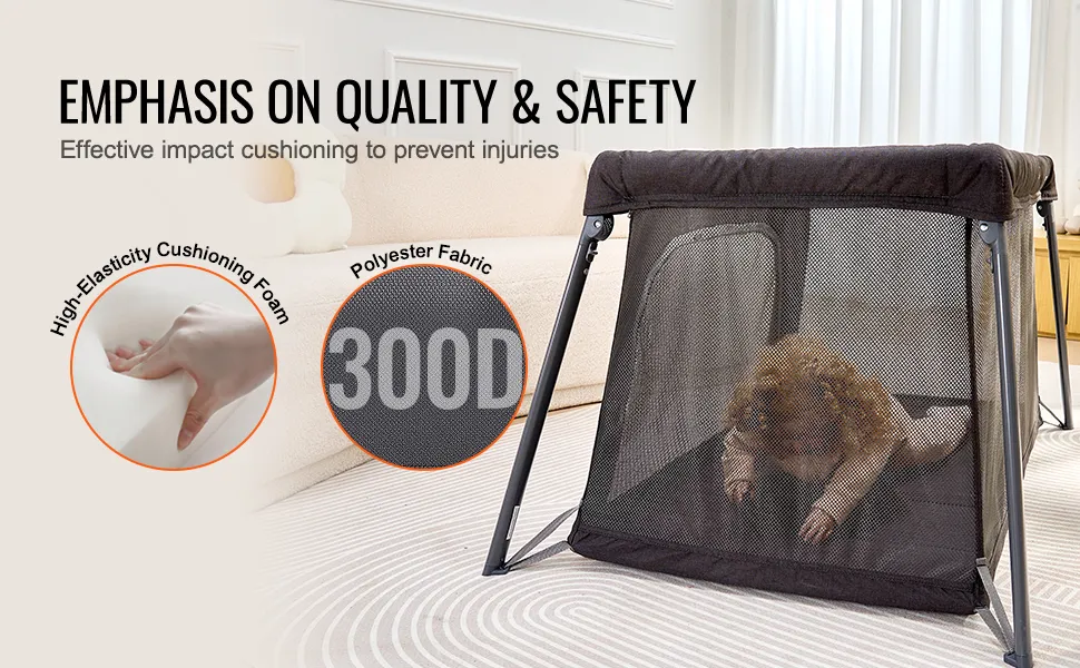 VEVOR Baby Travel Crib and Play Yard, Folding Baby Playpen with Zipper ...