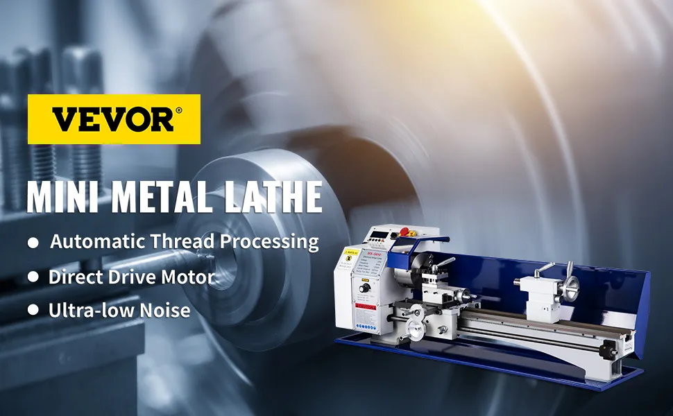 VEVOR Mini Metal Lathe, Automatic Thread Processing, 1200W Direct Drive ...