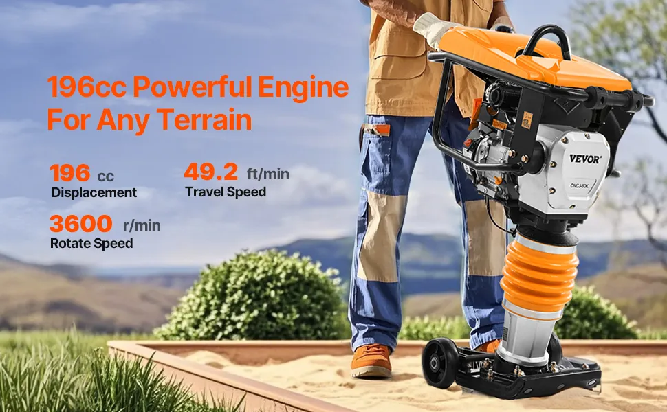 6.5 HP 196 cc Four-Spring Jumping Jack Vibratory Rammer Tamper ...