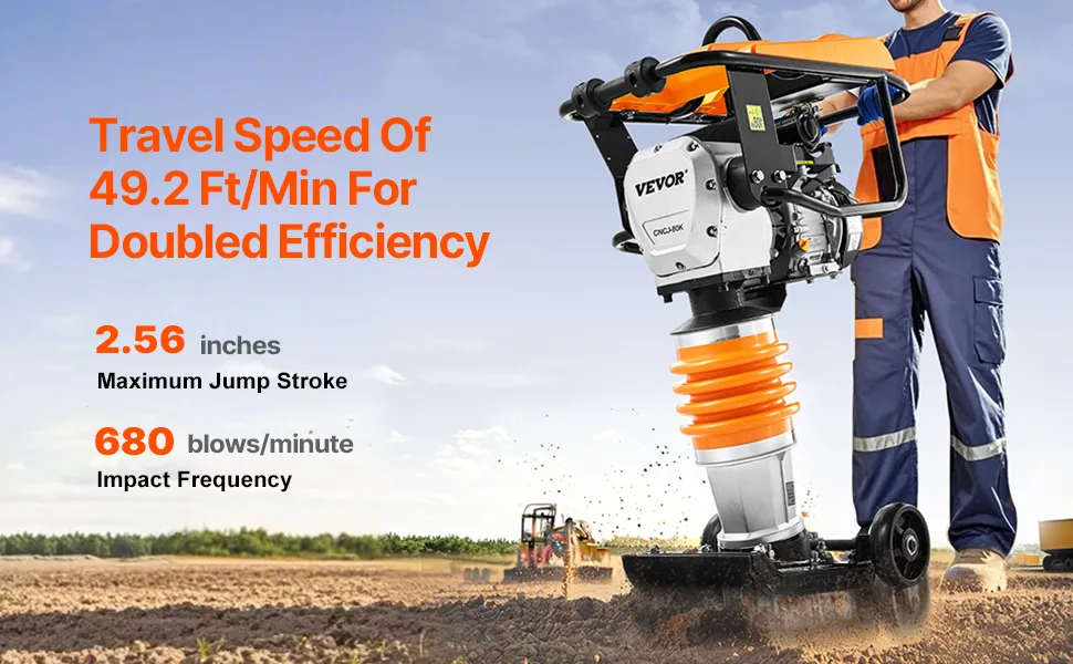 6.5 HP 196 cc Four-Spring Jumping Jack Vibratory Rammer Tamper ...