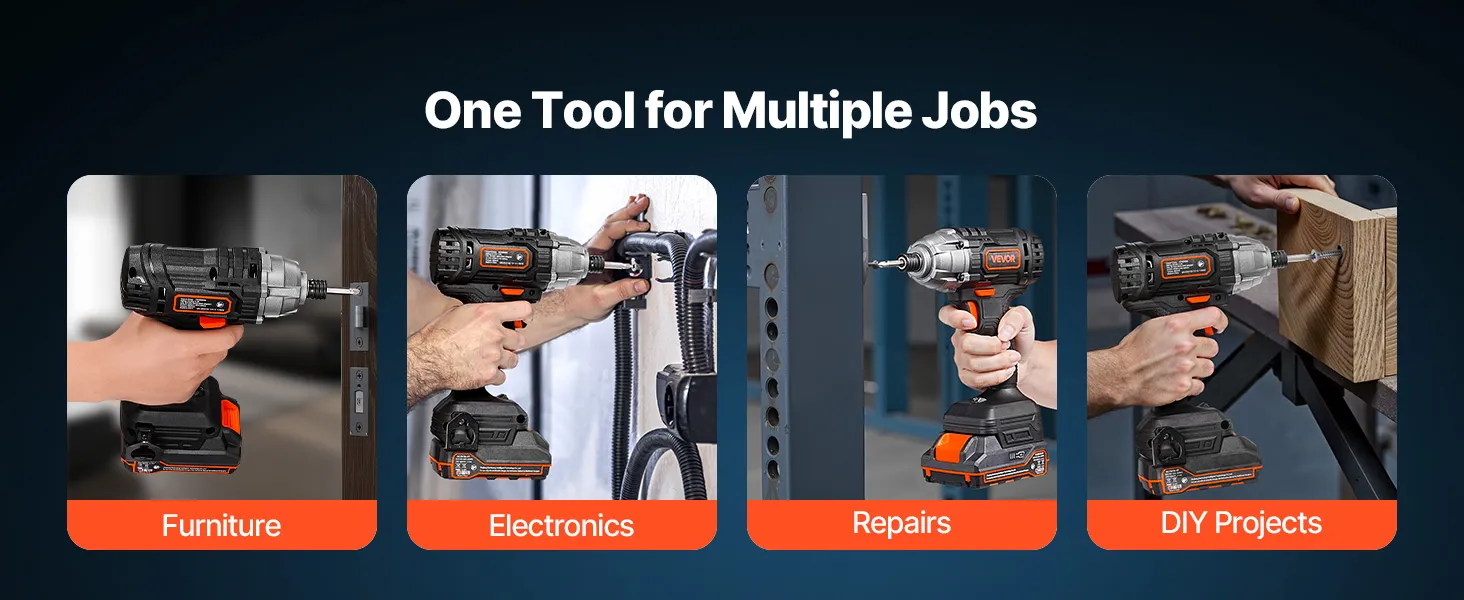 VEVOR Impact Driver, 1/4 Inch, 2800 RPM Max Speed, 20 V Powerful Motor ...
