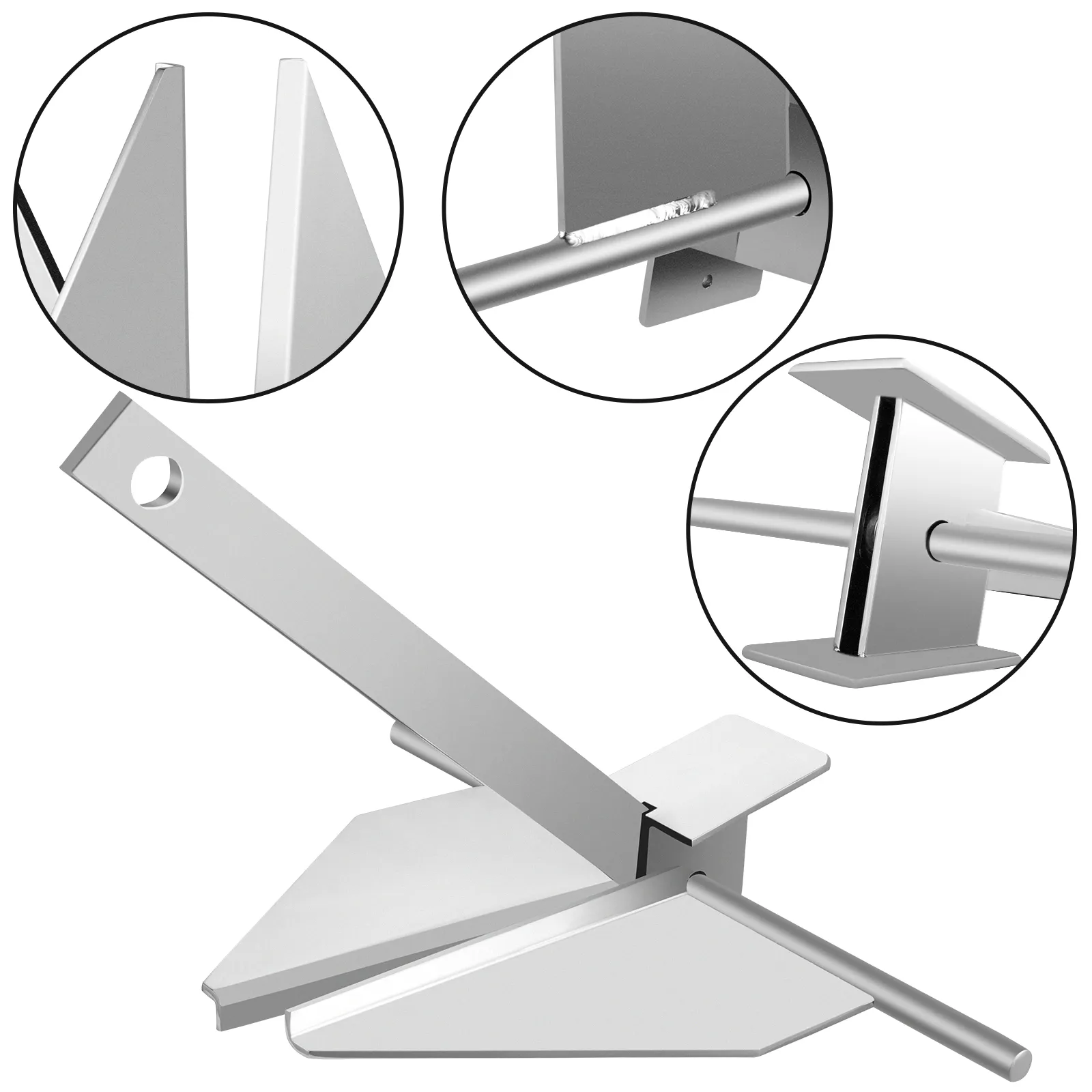 VEVOR Boat Anchor Kit 8.5 lb Fluke Style Anchor, Hot Dipped Galvanized ...