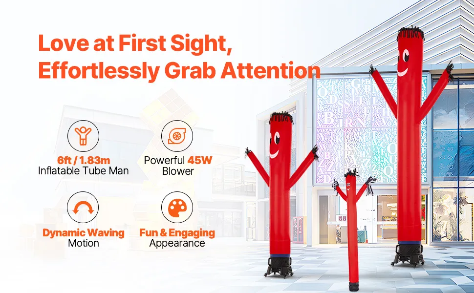 6 ft Air Dancers Wacky Waving Inflatable Tube Man with 1/15 HP Blower ...