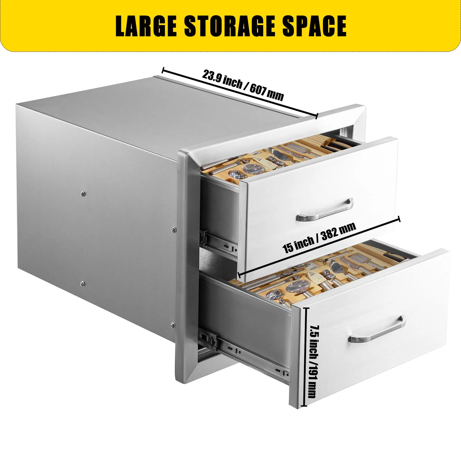 Vevor Stainless Steel Outdoor Kitchen Drawers Outdoor 18 X 18 X 24 In ...