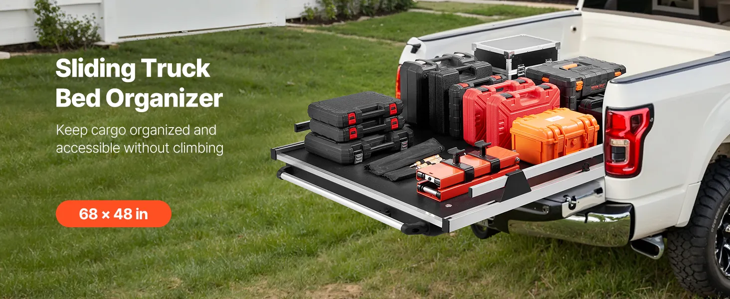 VEVOR Sliding Truck Bed Organizer, 68 x 48-Inch Heavy Duty Truck Bed ...