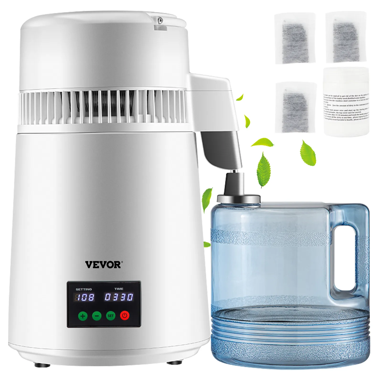 VEVOR 1.1Gal Water Distiller, 0.3Gal/H, 750W Distilled Water Maker ...
