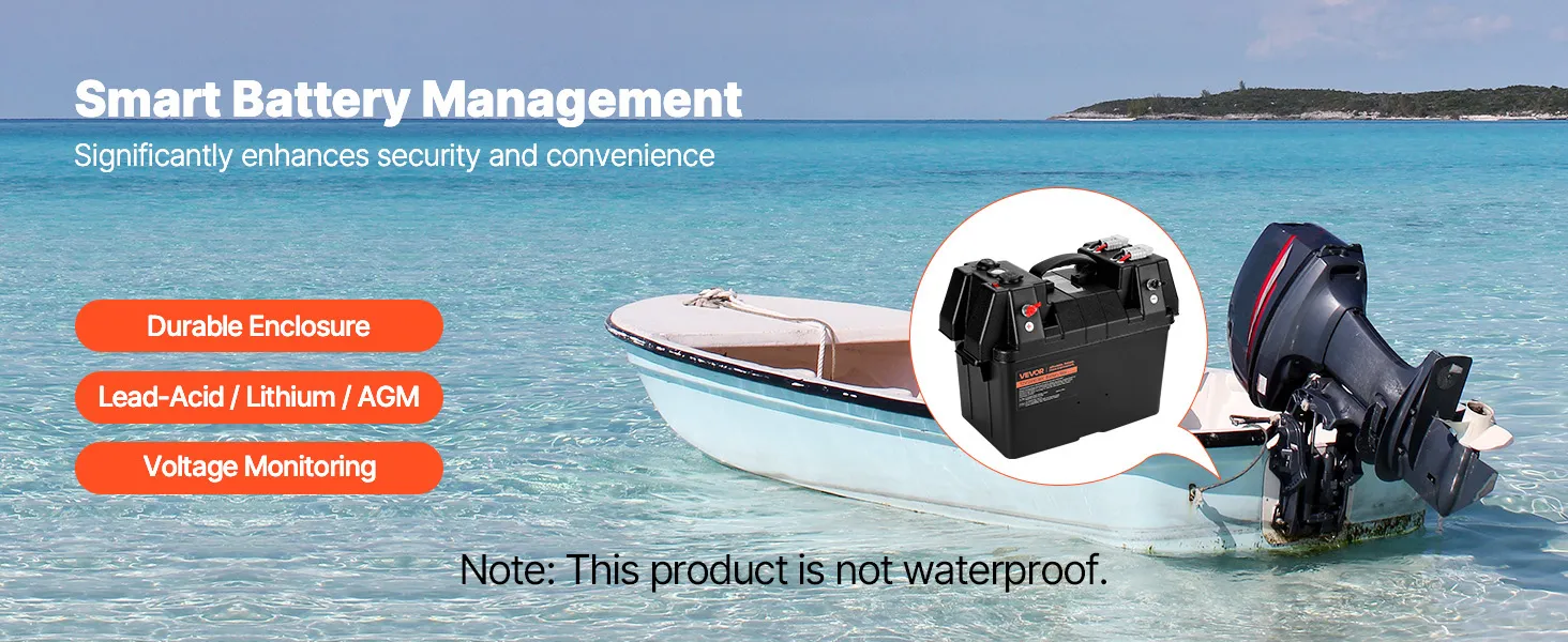 VEVOR Battery Box, Group 24/31 Trolling Motor Battery Box, 12V/24V ...