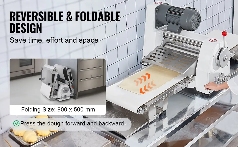 VEVOR Commercial Dough Sheeter Machine, 19.7-Inch Reversible Puff ...