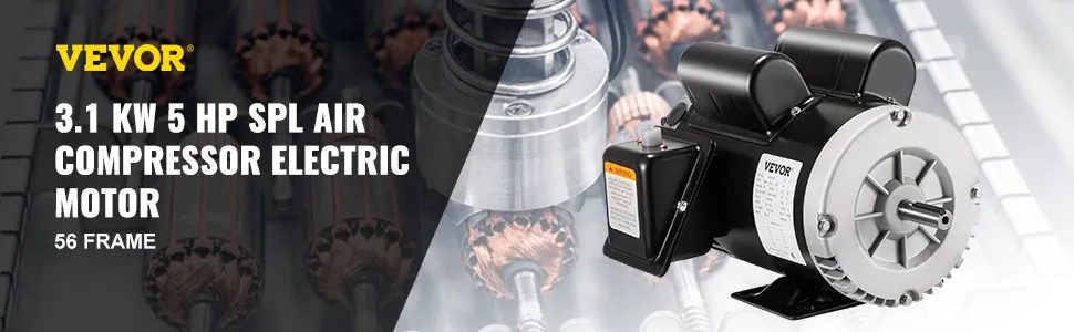 VEVOR 5 Hp Electric Motor 3.1 KW Rated Speed 3450 RPM Single Phase Motor AC 208-230V Air ...