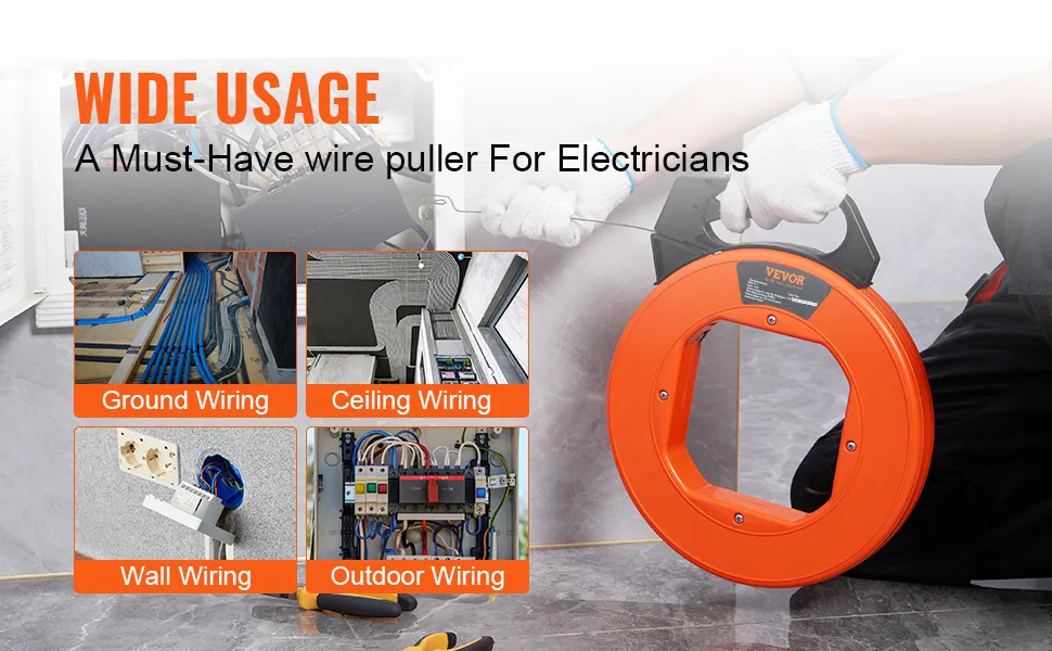 VEVOR Steel Wire Puller, 240ft, 1/8in, with Enhanced Housing & Handle ...