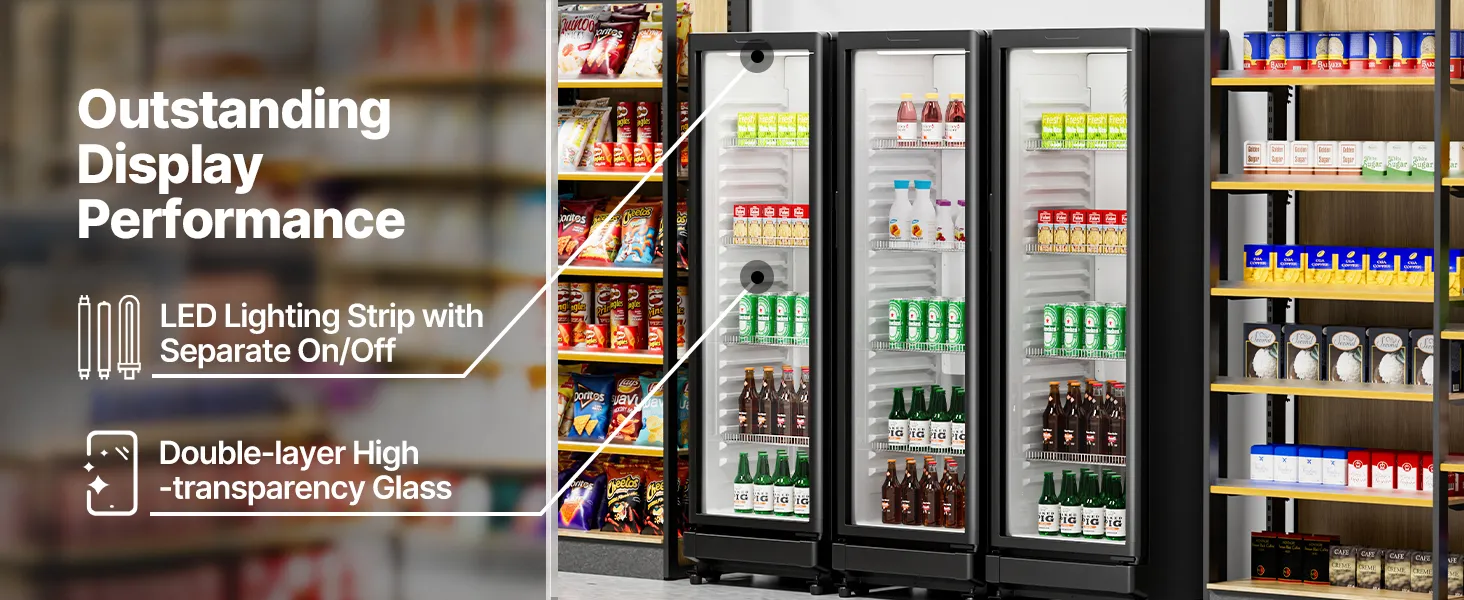 VEVOR Commercial Merchandiser Refrigerator, 8.1 CU.FT Glass Door ...