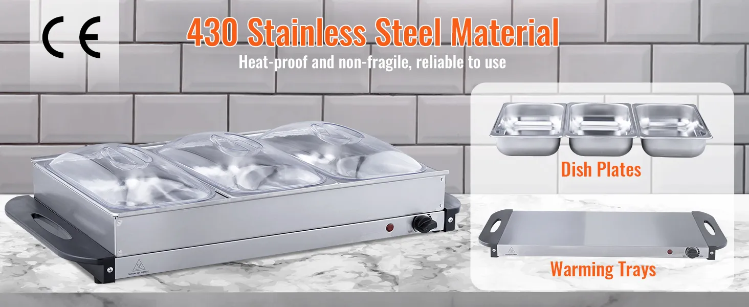 VEVOR Electric Buffet Server & Food Warmer, 25.6" x 15" Portable ...