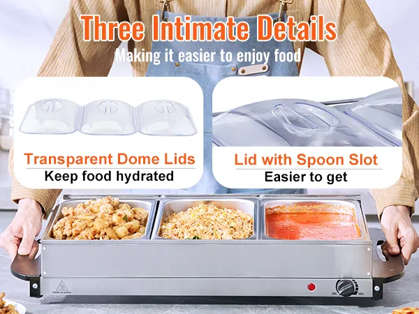 VEVOR Electric Buffet Server & Food Warmer, 25.6" x 15" Portable ...
