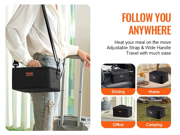 VEVOR 3-in-1 Portable Oven, 12V/24V/110V Portable Food Warmer, 80W (Max ...