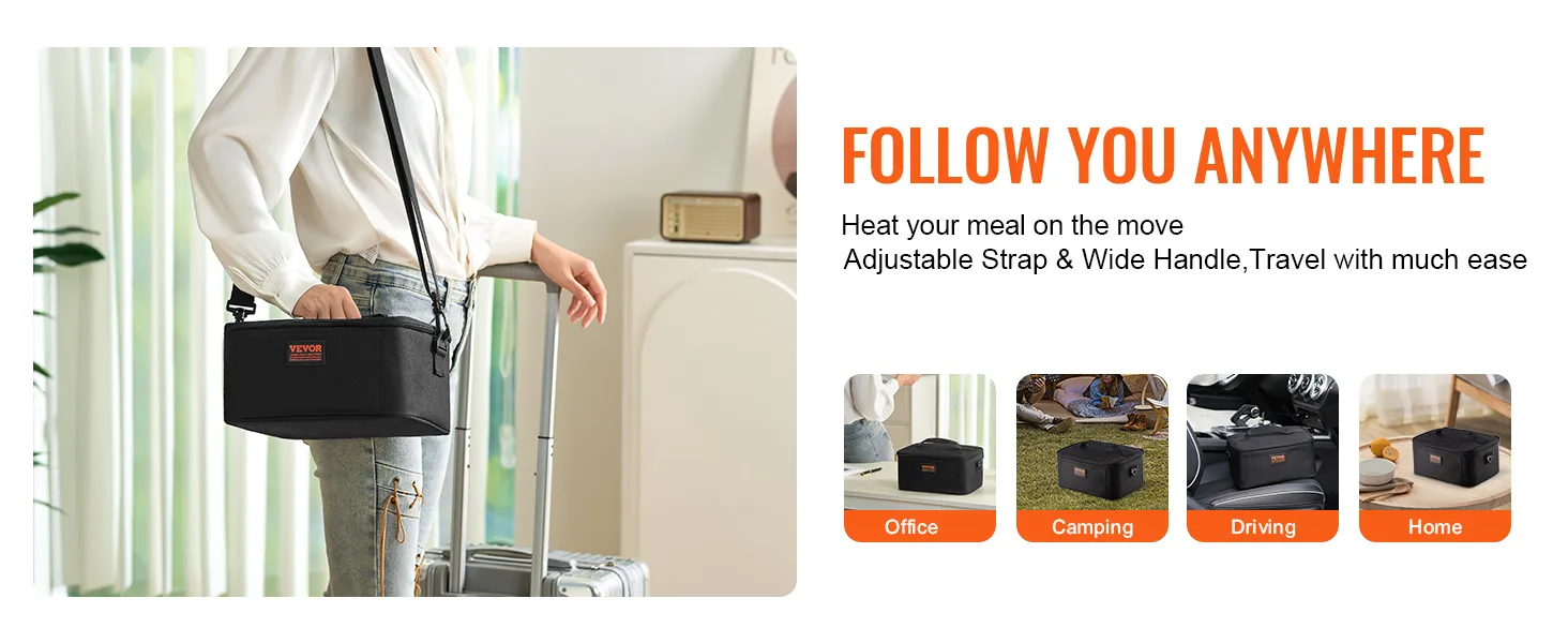 VEVOR 3-in-1 Portable Oven, 12V/24V/110V Portable Food Warmer, 80W (Max ...