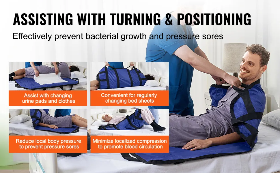 VEVOR Positioning Bed Pad with 8 Reinforced Handles, 48" x 40" Lifting ...