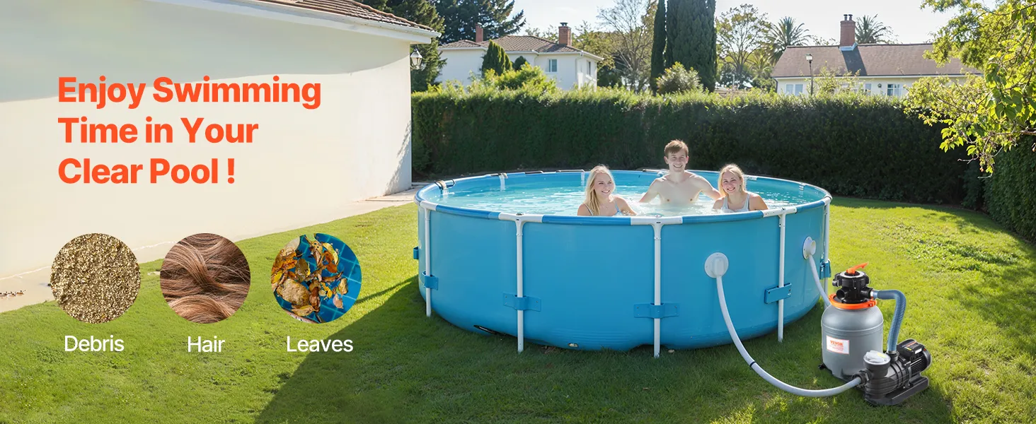 VEVOR Sand Filter Pump for Above Ground Pool, 12 in, 2650 GPH, 1/3 HP ...