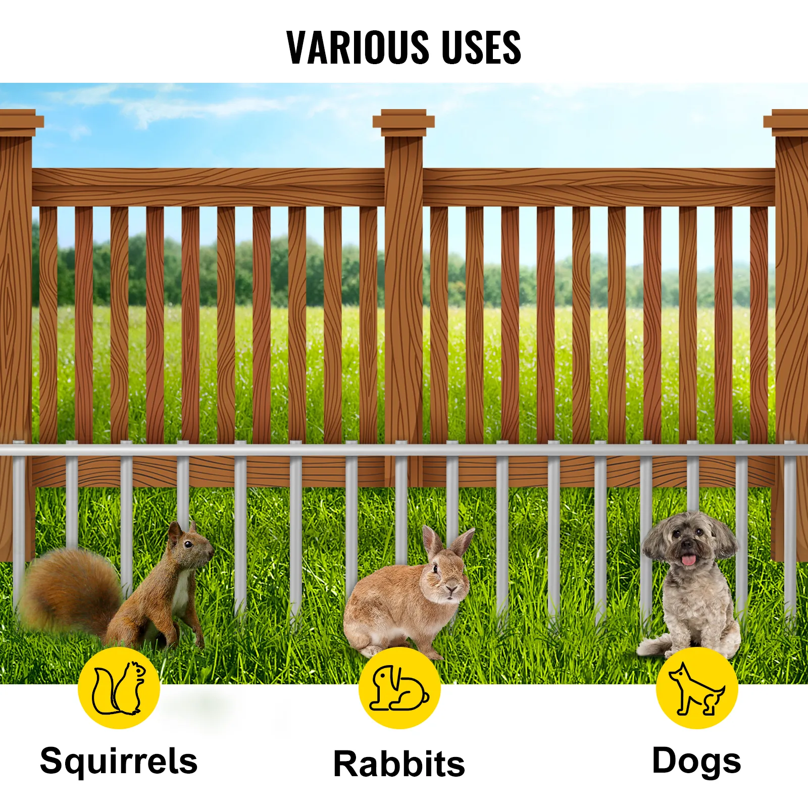 VEVOR 10 Pack Animal Barrier, 8"x32" Dog Fence Barrier, Q235 Iron No ...