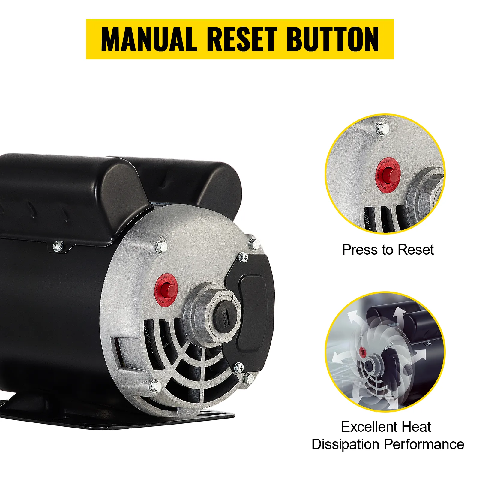 VEVOR Air Compressor Electric Motor, 5 HP SPL 3450 RPM, 208-230 Volt 3.1 KW Single Phase, 56 ...