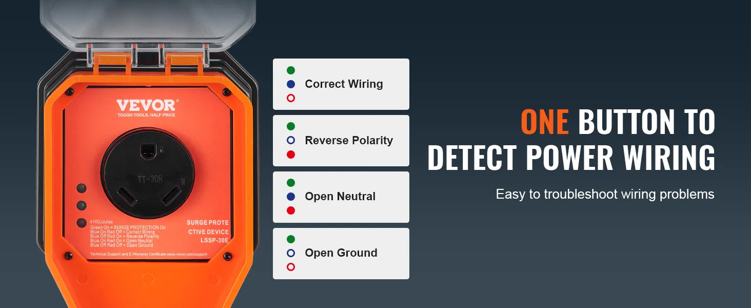 VEVOR RV Surge Protector, 30 Amp, 4100 Joules RV Voltage Protector ...