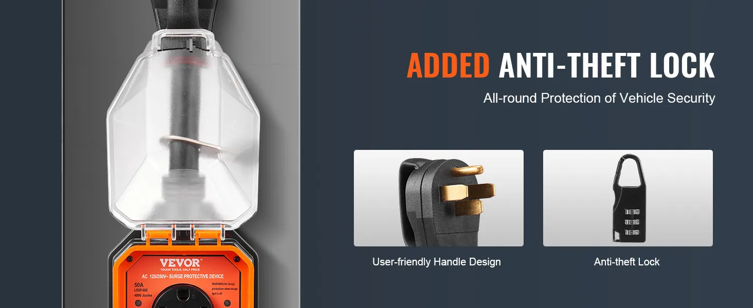 VEVOR RV Surge Protector, 50 Amp, 4800 Joules RV Voltage Protector Monitor Circuit Analyzer ...