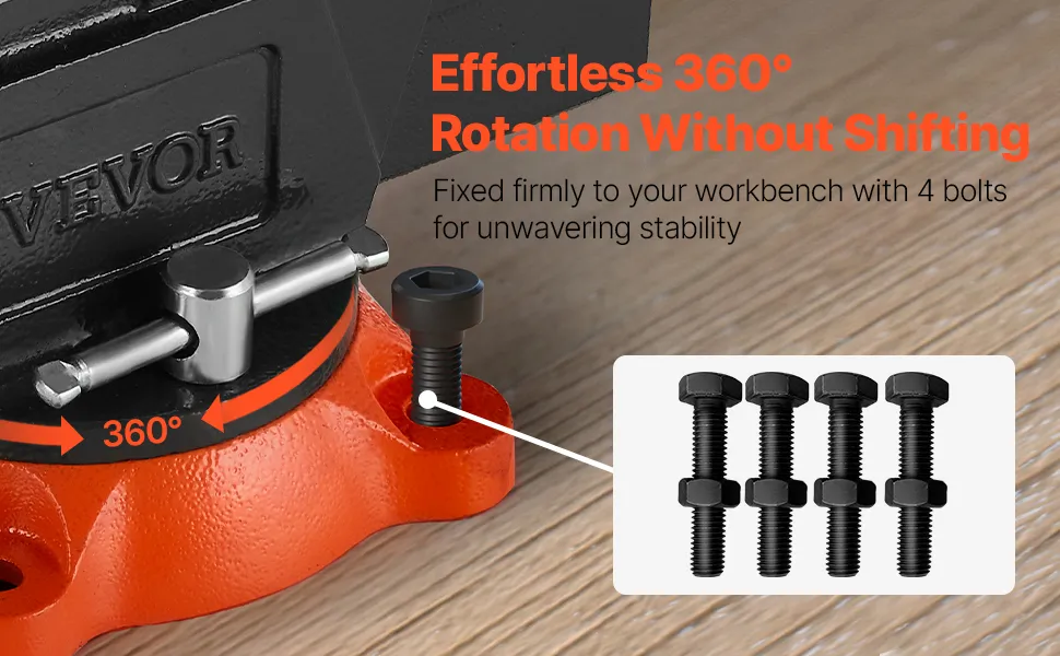 5" Bench Vise Multipurpose Heavy Duty Ductile Iron Swivel Locking Base ...