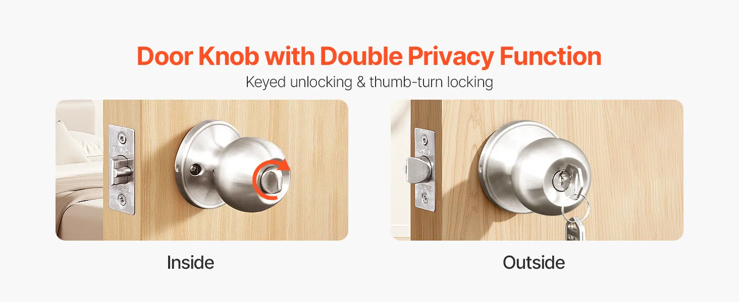 VEVOR Satin Nickel Door Knobs – 1 - 3/8" to 1 - 3/4" Thick