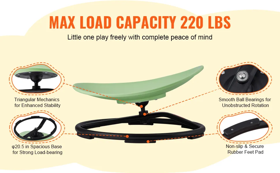 VEVOR Kids Swivel Chair, 220 LBS Capacity, Sensory Spinning Chair ...