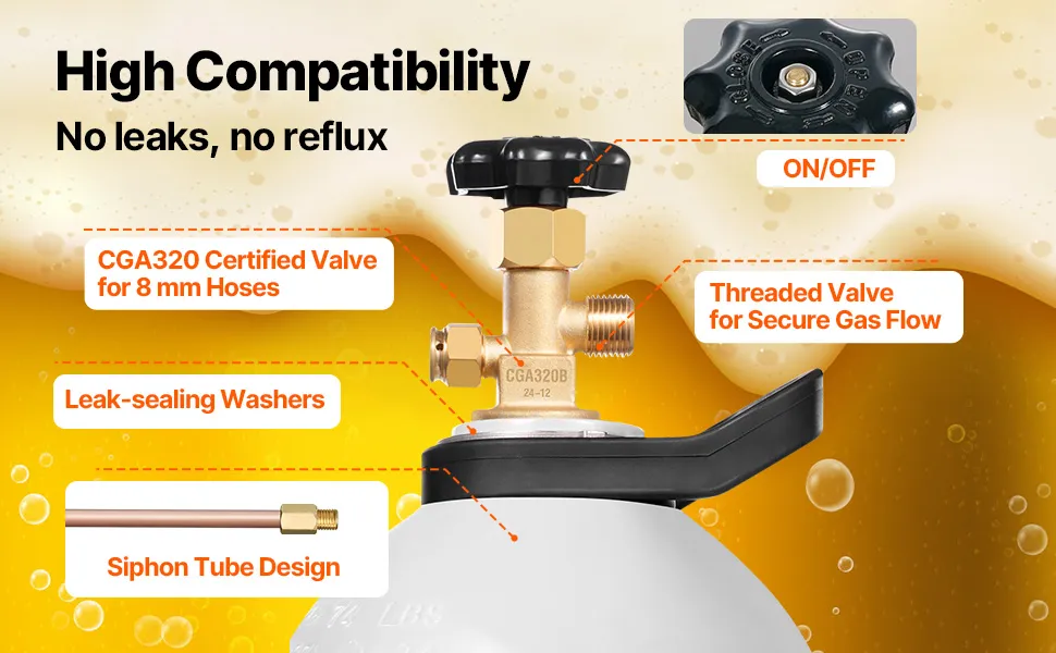 CO2 Tank 20 lbs New Aluminum Alloy Gas Cylinder with Siphon Tube DOT Approved | VEVOR US