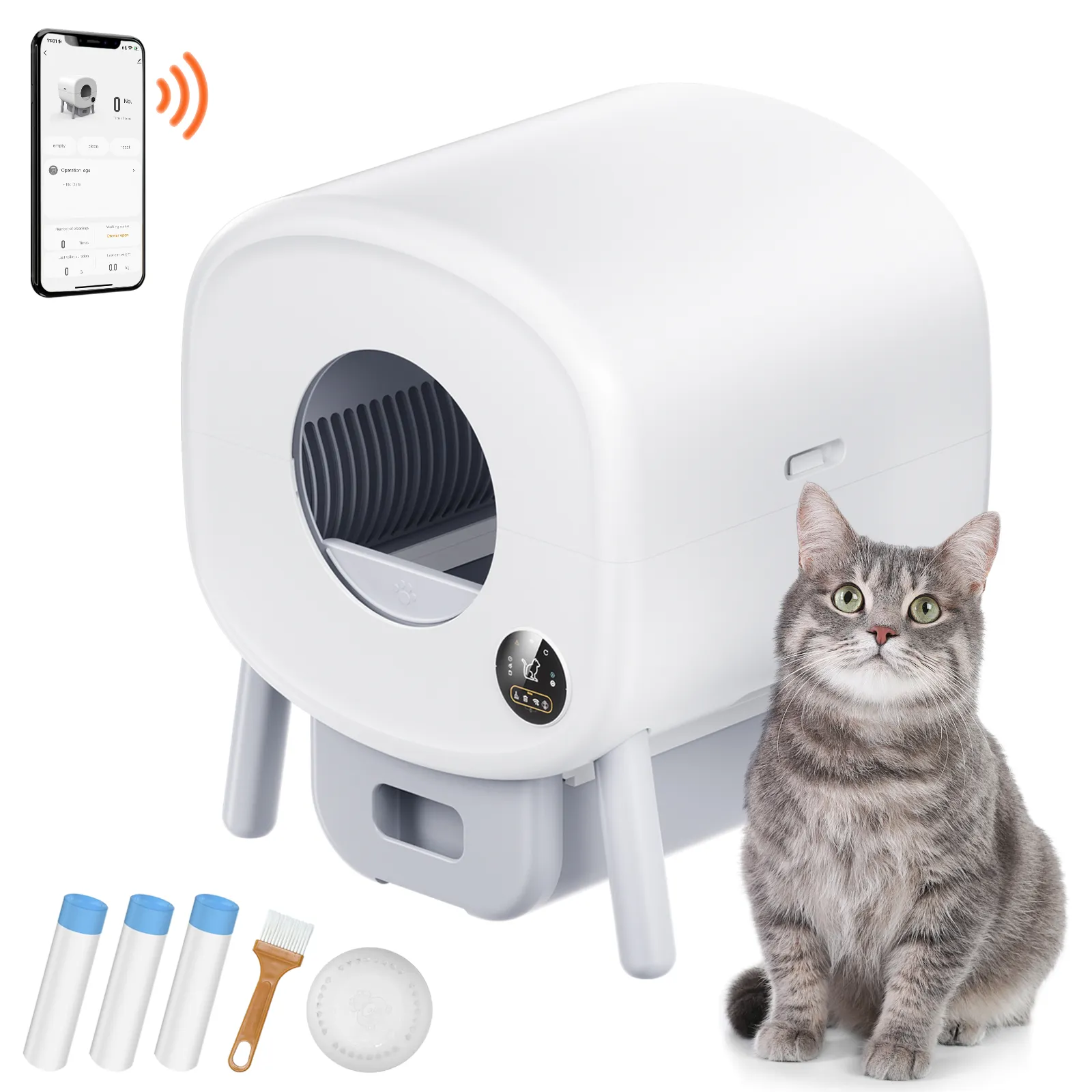VEVOR 76L Self Cleaning Cat Litter Box, Automatic Cat Litter Box with ...