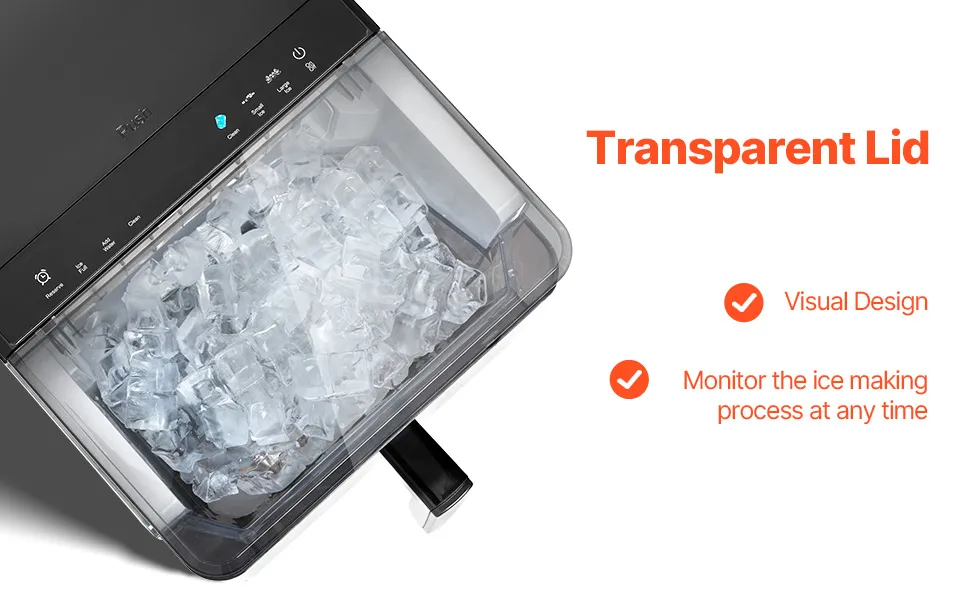 VEVOR Countertop Ice Maker, 32 Cubes Ready in 15 Mins, 46lbs in 24Hrs ...