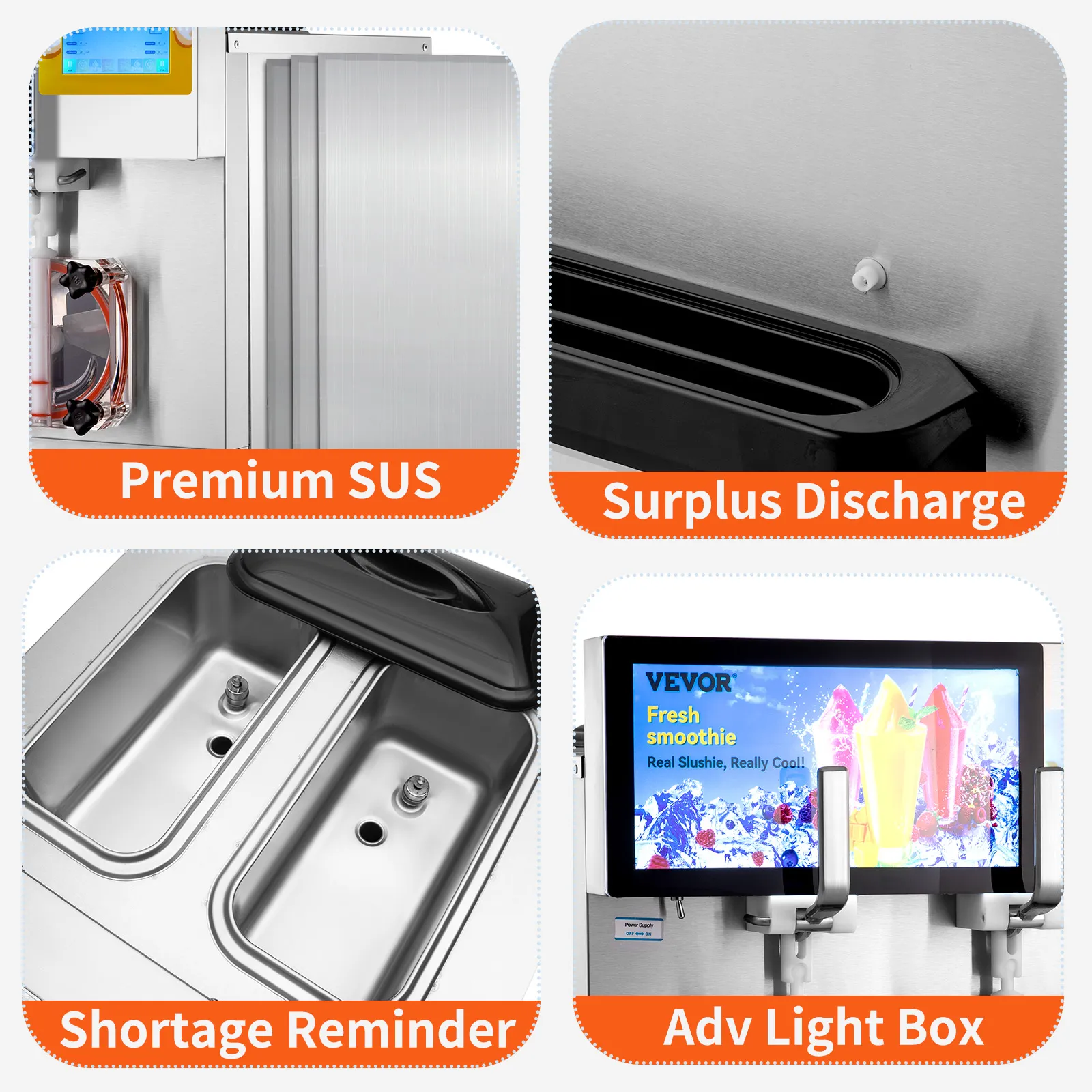 VEVOR Commercial Slushy Machine, 8L / 2.1 Gal Double Bowl Margarita ...