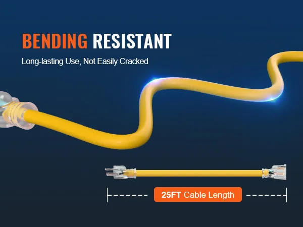 VEVOR 15-Amp Generator Extension Cord, 25 Feet, 125V 1875W Heavy Duty ...