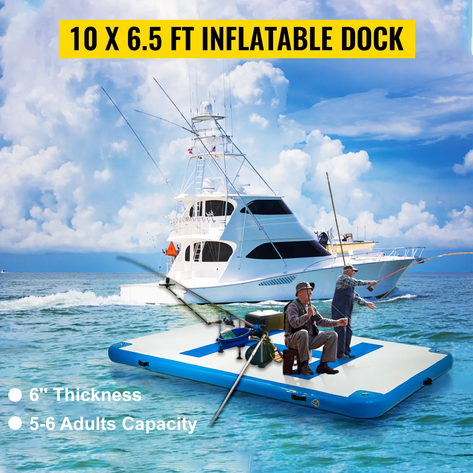 VEVOR Inflatable Floating Dock 10 x 6.5 ft, Inflatable Dock Platform ...