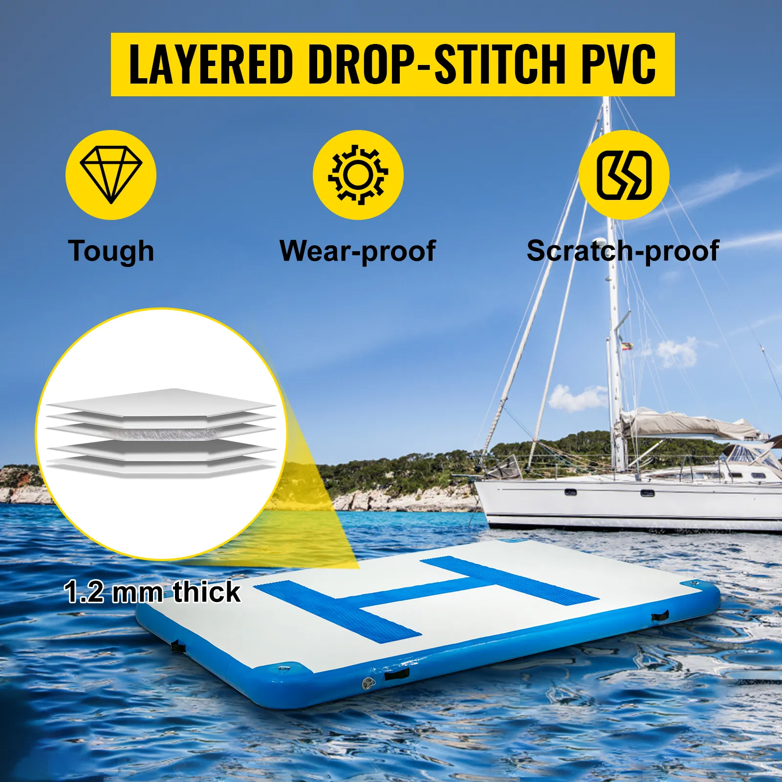 VEVOR Inflatable Floating Dock 10 x 6.5 ft, Inflatable Dock Platform ...