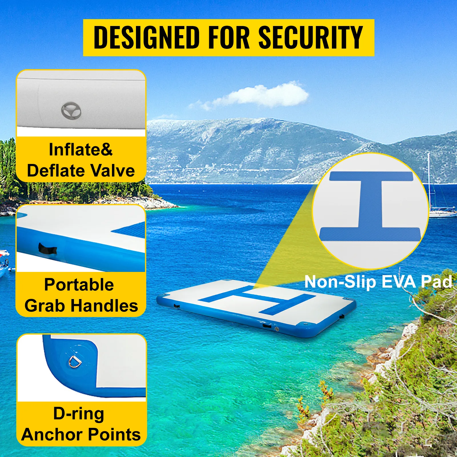 VEVOR Inflatable Floating Dock 10 x 6.5 ft, Inflatable Dock Platform ...