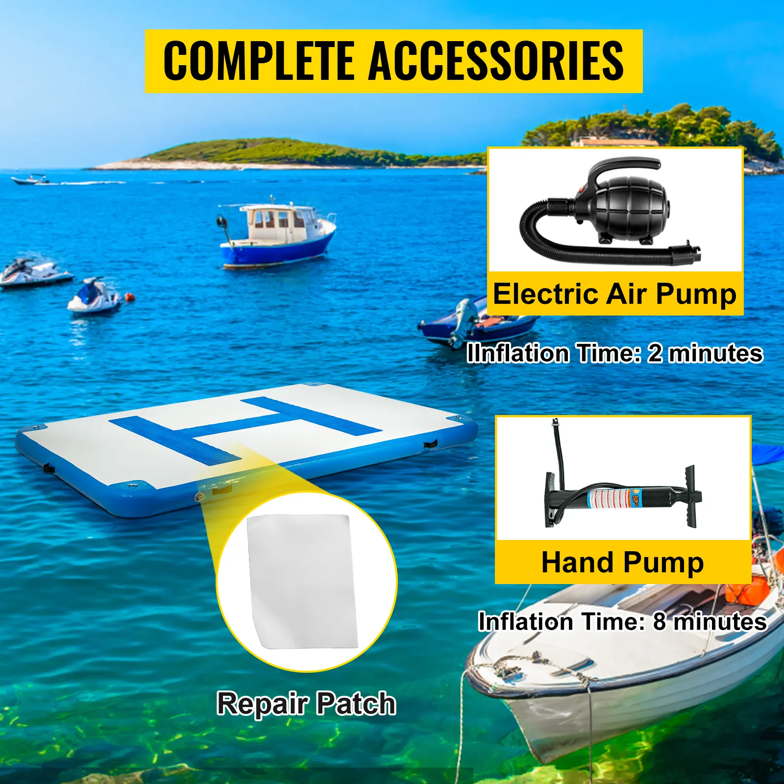 VEVOR Inflatable Floating Dock 10 x 6.5 ft, Inflatable Dock Platform ...