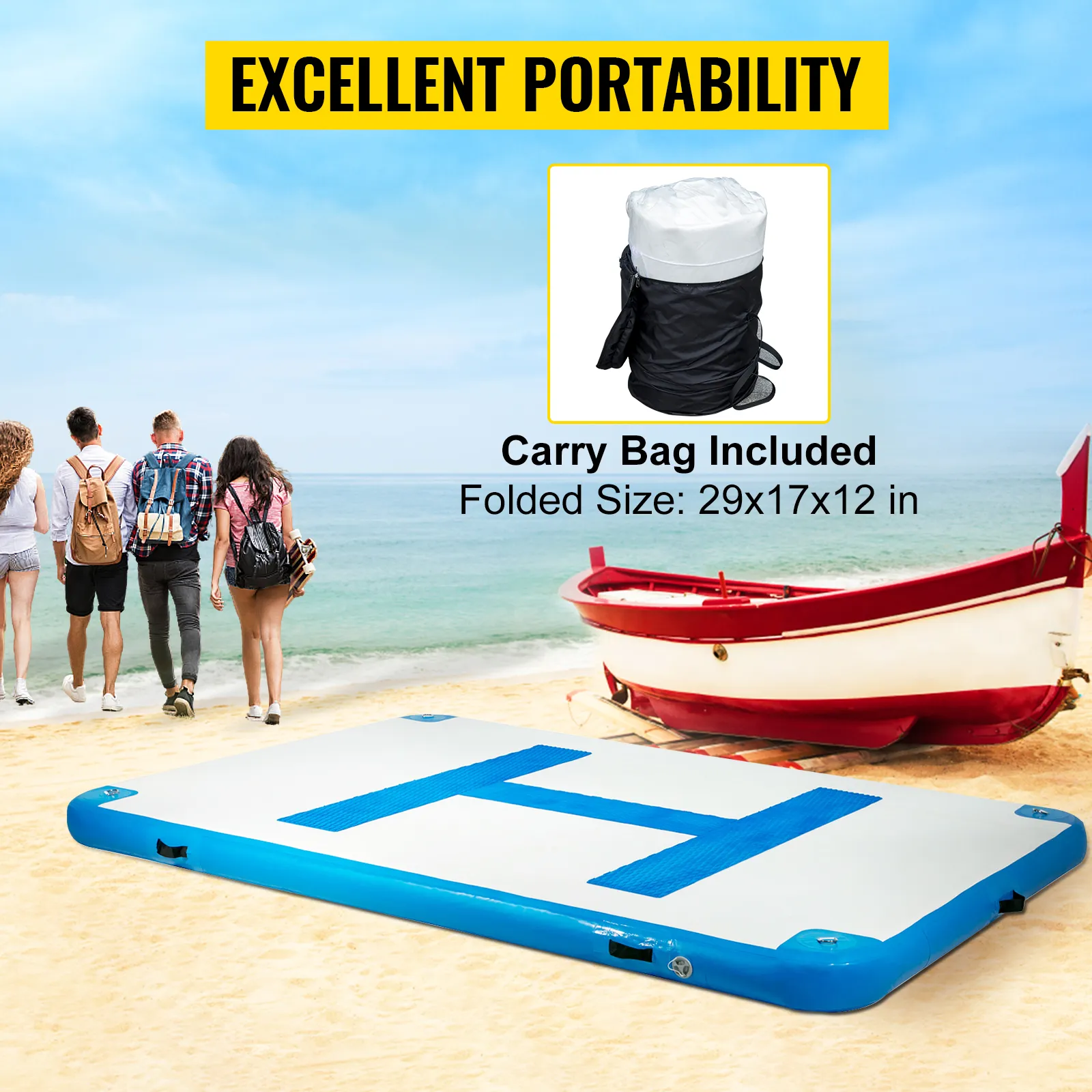 VEVOR Inflatable Floating Dock 10 x 6.5 ft, Inflatable Dock Platform ...